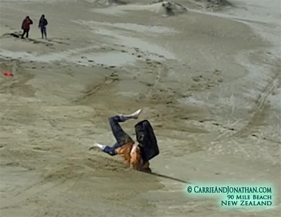 Sand sledding on 90 Mile Beach - Travel the world